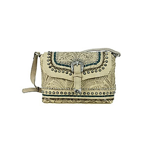 American West Western Leather Flap Crossbody Handbag