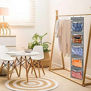 ANIZER Day of Week Kids Clothes Organizer Weekly Hanging Closet Organizer Monday to Friday School Clothing Storage (GREY)