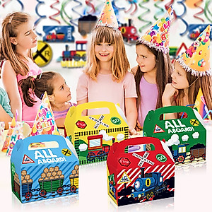 24 Pcs Train Party Treat Box Train Birthday Party Favor Boxes Transportation Train Party Goody Bags Treat Boxes for Train Theme Birthday Baby Shower Supplies