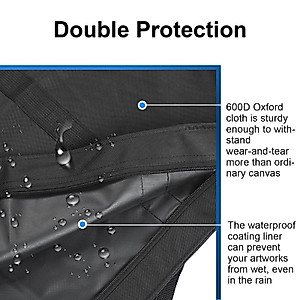 JJRING Dacron Light Weight Art Portfolio Bag, 19.6'' x 25.6'' for 18'' by 24'', Black Carrying Storage Case for Poster, Sketching, and Drawing