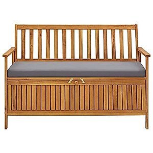 DGZLIIO Modern Rustic Patio Furniture, Outdoor Benches, Patio Storage Bench 47.2" Solid Acacia Wood Suitable for Patio Furniture, Front Porch Decoration and Outdoor Seating.