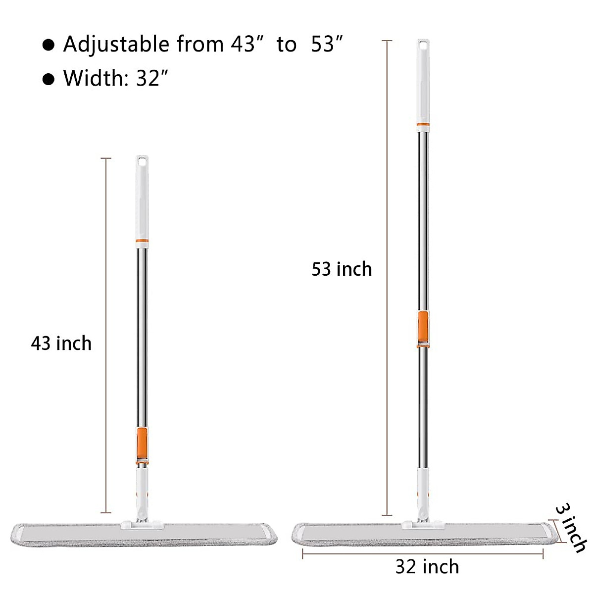 Microfiber Flat Mop 32 in Large Mops for Floor Cleaning Commercial Dust Dry Wet Mops on Hardwood Floors with 4 Washable Pads Aluminium Telescopic Long Handle Floor Cleaning Tools