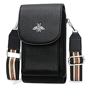 LITOON Cross Body Bags with Touchscreen Cell Phone Purse Window ZipperPocket, RFID Blocking Card Holder for Women (Vertical - Black)