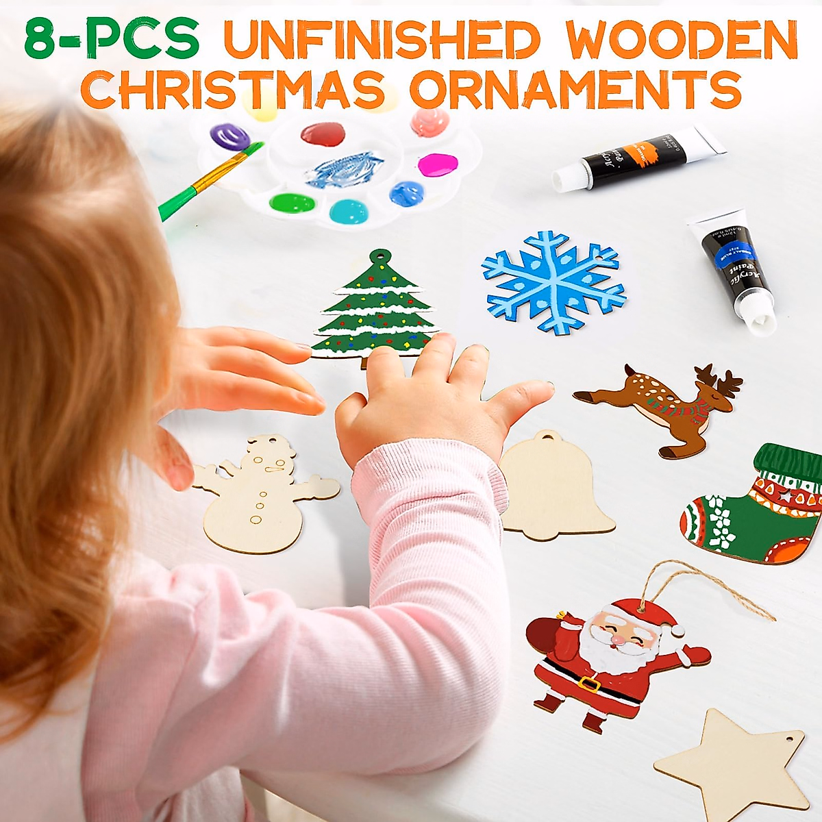 POPYOLA Acrylic Paint Set for Kids, Non Toxic Kids Painting Set with Tabletop Easel, Acrylic Paints, Smock, Canvases, Wooden Stencils, Brushes, Painting Kit Gift for Beginner Student Toddlers