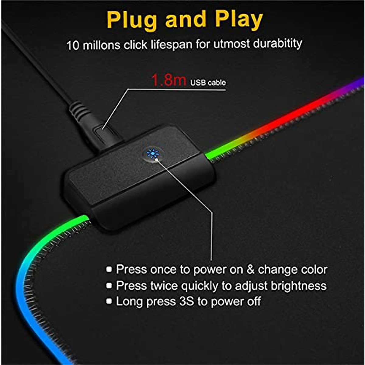 Gaming Mouse Pad Colorful Hexagon Shaped Large Led Mouse Pads XXL RGB Computer Mouse Mat Gaming Accessories Oversized Keyboard Desk Pad 300X600Mm
