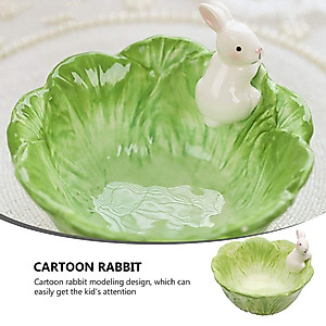 Ceramic Bunny Cabbage Bowl Fruit Salad Bowl Kids Easter Rabbit Food Snack Serving Bowl Tableware Easter Bunny Home Decoration