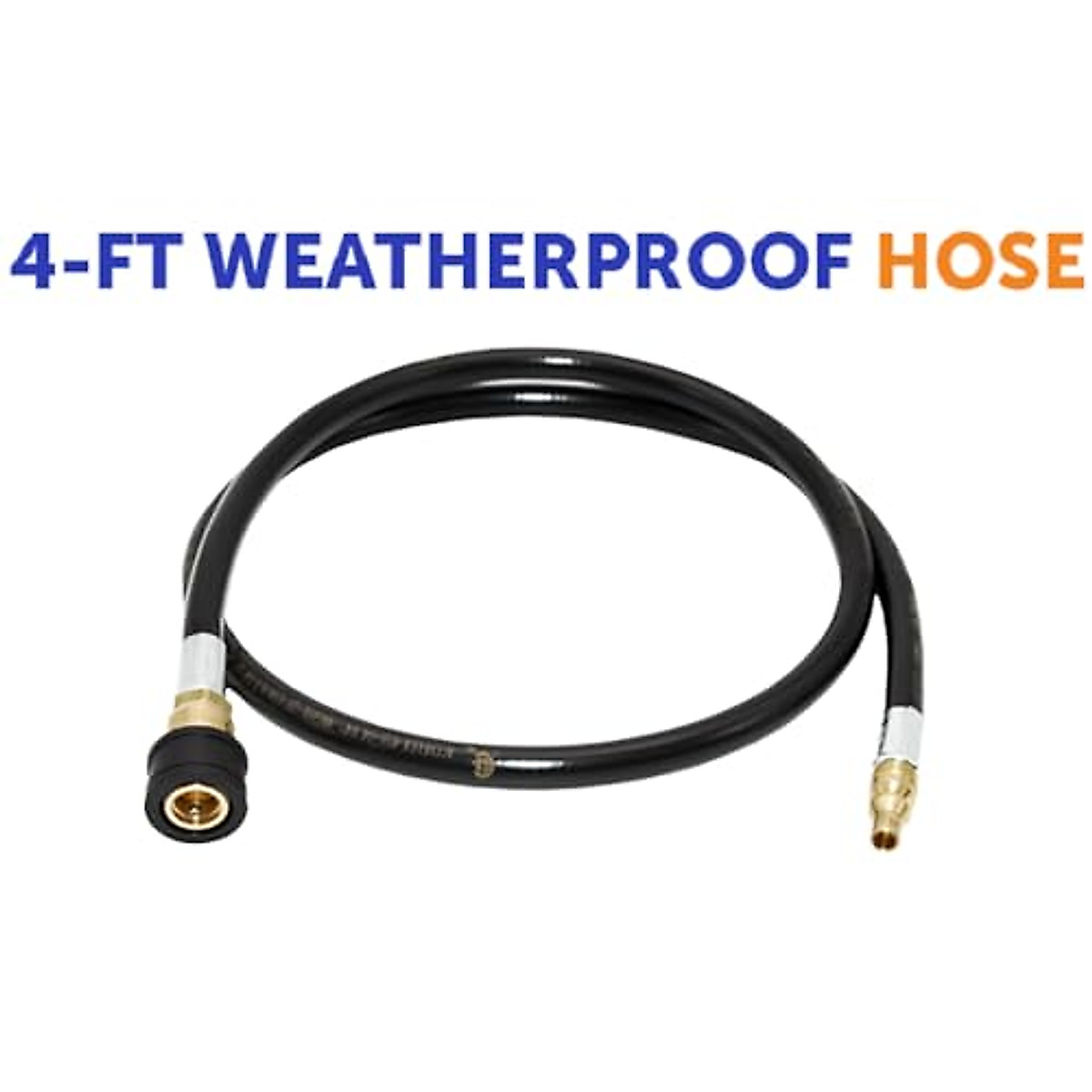 Flame King Quick Connect Hose for RV, Van, Trailer, LP Gas Only, 48 inches (4-Ft), 1/4" ID Thermo Plastic Hose Assembly, 100395-48a , Black