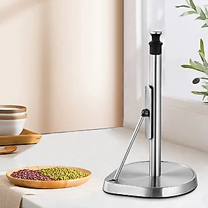Standing Tear Paper Towel Holder,304 Stainless Steel Tension Arm Paper Towel Holder Countertop Single Paper Towel Holder Easy to Tear Paper Towel Holder for Kitchen & Dining Room Table