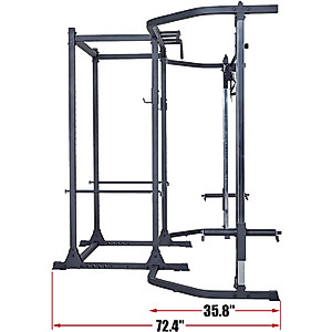 fissfire Power Cage with Cable Crossover Home Gym 1200lbs Workout Equipment Pulley System Gym Squat Rack