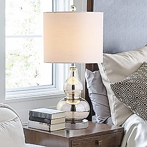 JONATHAN Y JYL1028C Anya 20.5" Mini Glass LED Table Lamp, Transitional, Glam, Midcentury, Modern, Elegant, Office, Living Room, Family Room, Dining Room, Bedroom, Hallway, Foyer, Silver