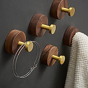Faotup 2PCS 1.94" Round Walnut Wood Coat Hook Wall,Brown Self Adhesive Wall Hooks Decorative,Wooden Hooks for Hanging,Walnut Hook Wall Mount Wood,1.94×1.94×1.75inches