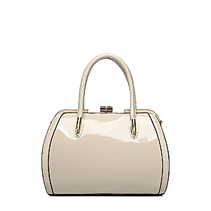 Style Strategy bone purses patent leather handbags for women Top Handle with kiss lock Satchel Shoulder big bags crossbody for women