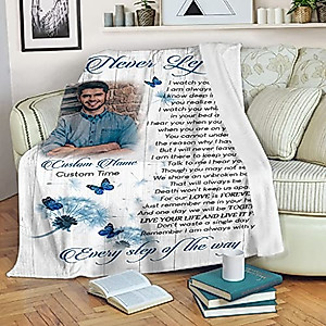 INSPIAMZUE I Never Left You Personalized Memorial Blanket, Meaningful Remembrance Throw, Deepest Grief Sympathy Gift for Loss of Son, Mother, Father, Brother N2628 (Fleece, 60x50 inch)