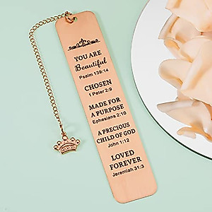 Inspirational Christian Bookmark Gift for Women Her Birthday Valentine's Day Gift Christian Religious Church Bulk Gift Bible Verse Bookmark for Book Lovers Friends You are Beautiful Quote Psalm 139:14