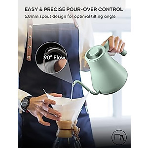 Electric Kettle, Offacy Gooseneck Kettle with Temperature Control, Pour Over Kettle & Coffee Kettle, 100% Food Grade 304 Stainless Steel, Tea Kettle 1200 Watt Quick Heating, 0.9L, Light Green