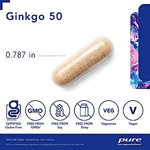 Pure Encapsulations Ginkgo 50 160 mg | Ginkgo Biloba Supplement to Support Oxygen, Blood Circulation, and Mild Memory Problems Associated with Aging* | 120 Capsules