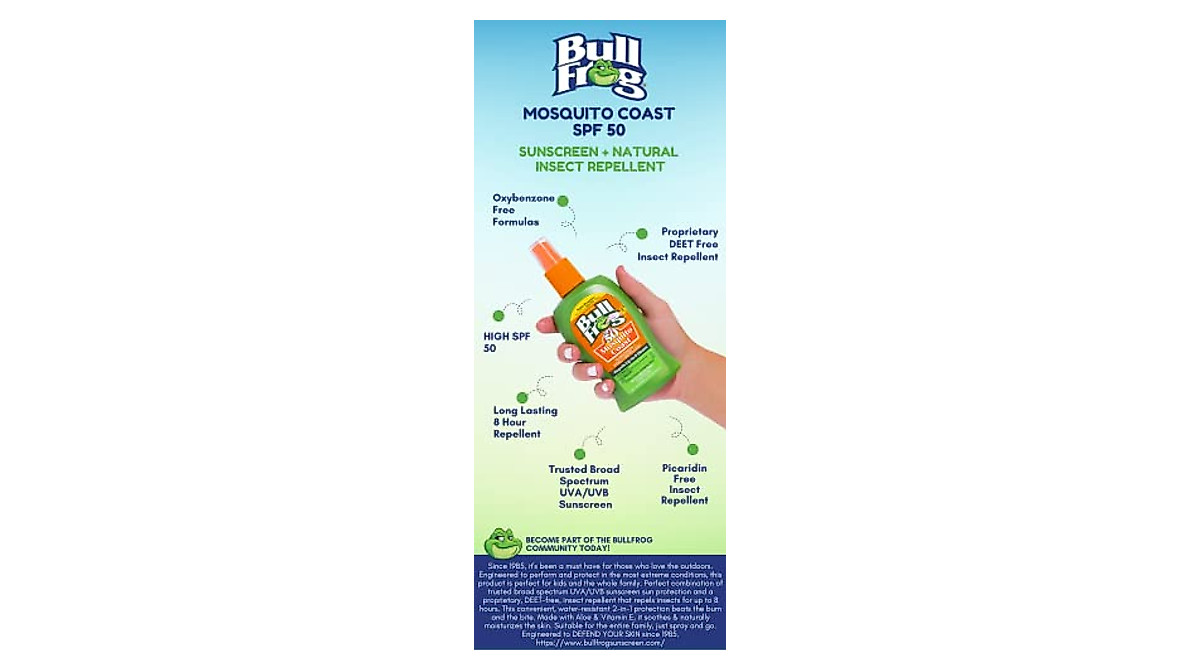 Bullfrog Mosquito Coast Bug Spray + Sunscreen SPF 50