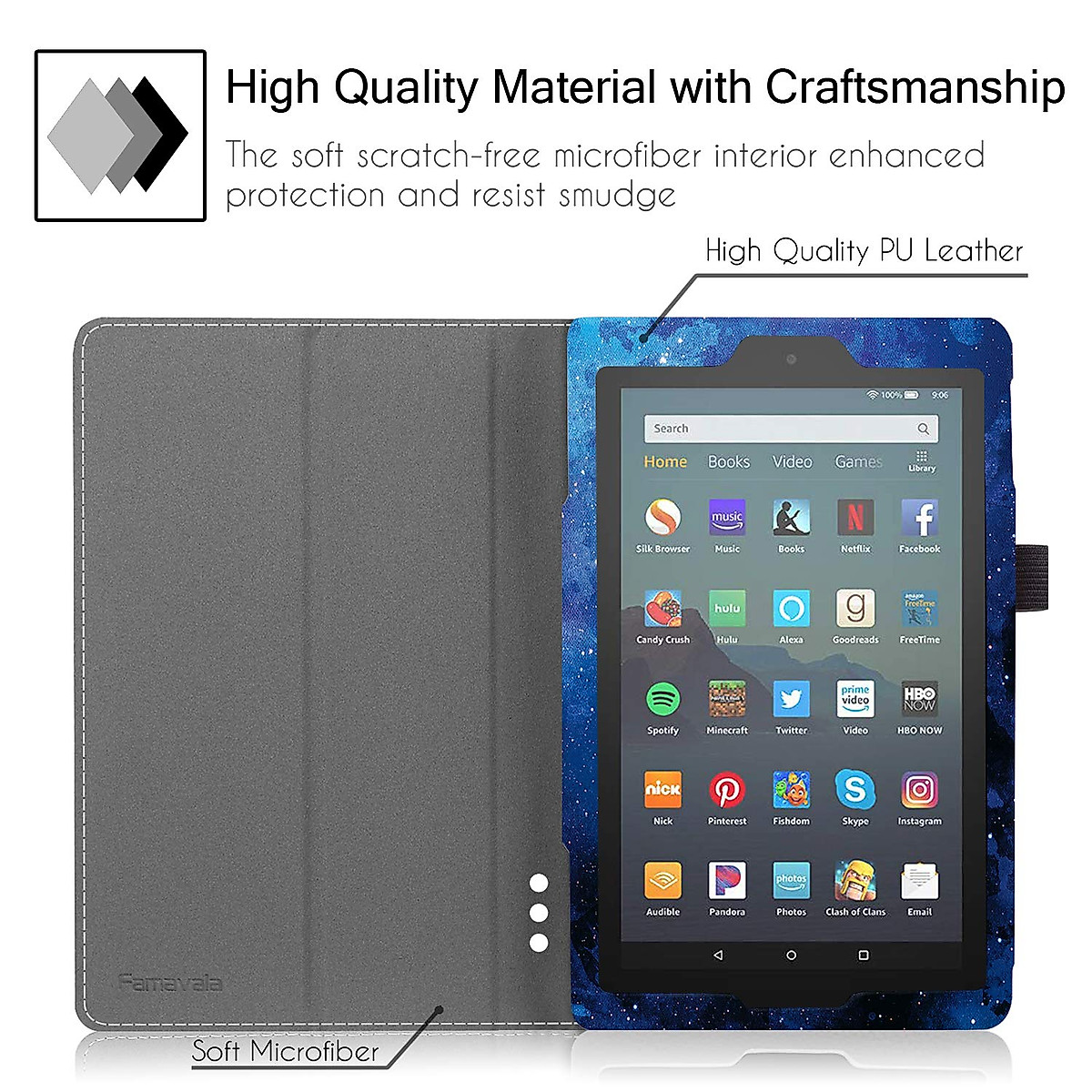 Famavala Folio Case Cover for Previous Version Fire 7 Tablet (9th Generation, 2019 Release) (Blugaxy)