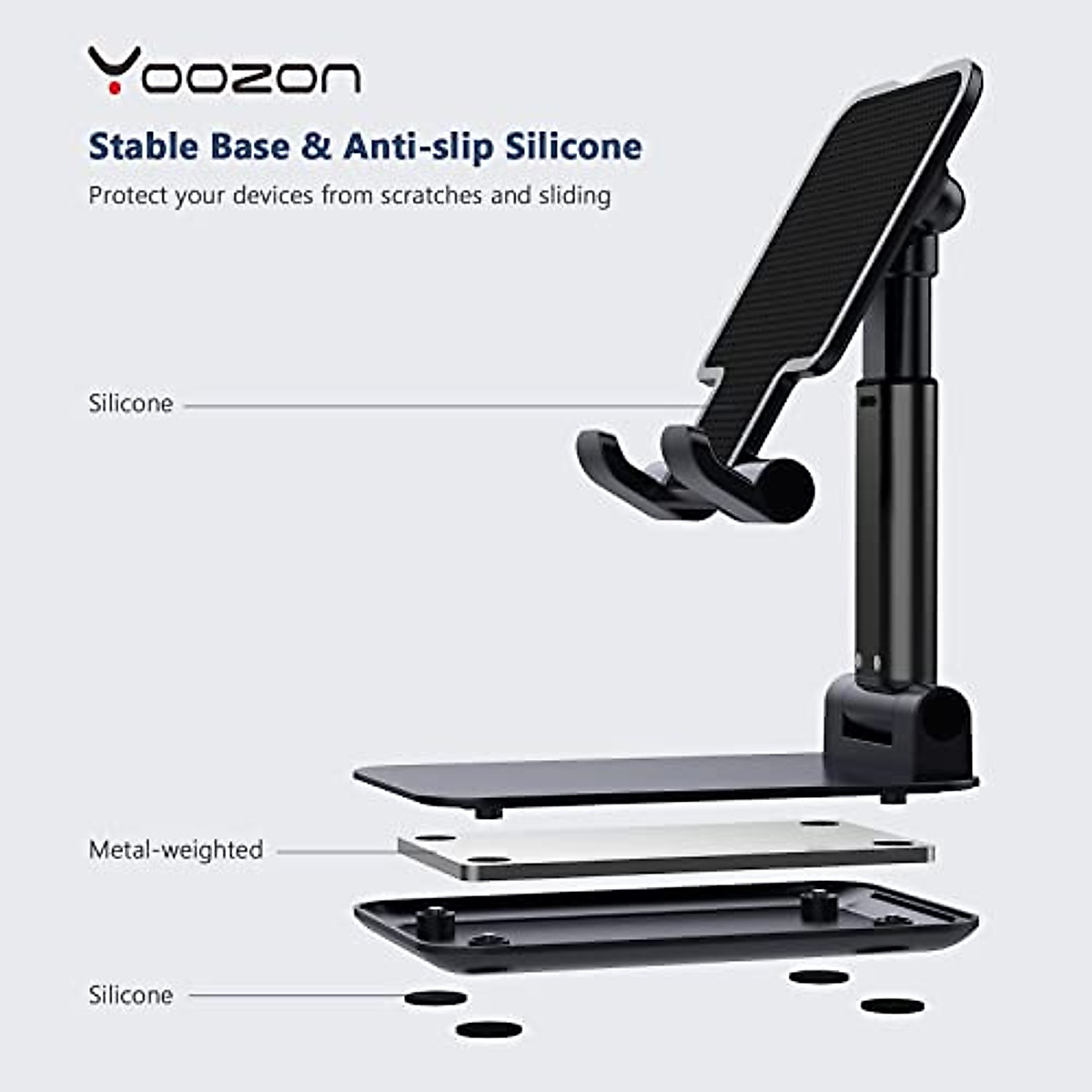 Adjustable Cell Phone Stand for Desk - Fully Foldable & Portable iPhone Stand, Office Mobile Phone Stand Holder,Cellphone Stand for iPhone 14 Plus 14 13 12 11 Pro Max Mini, Samsung, Smartphones(4-10")