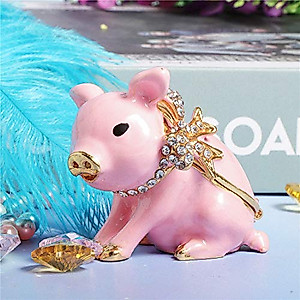 Waltz&F Handcrafted Pewter Trinket Box Jeweled New Lovely Pig Jewelry Box
