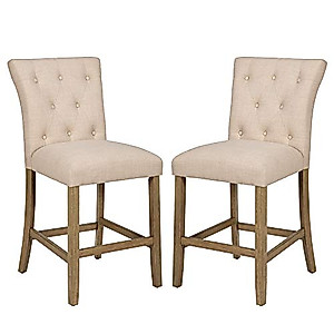 Ball & Cast Counter Height Stool Barstool 24 Inch Seat Height Beige Set of 2