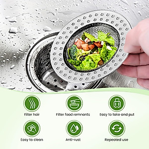Diboniur 2 Pieces Kitchen Sink Strainer, Stainless Steel Sink Strainer, 8cm Kitchen Sink Strainer for Shower, Bathtub, Washbasin