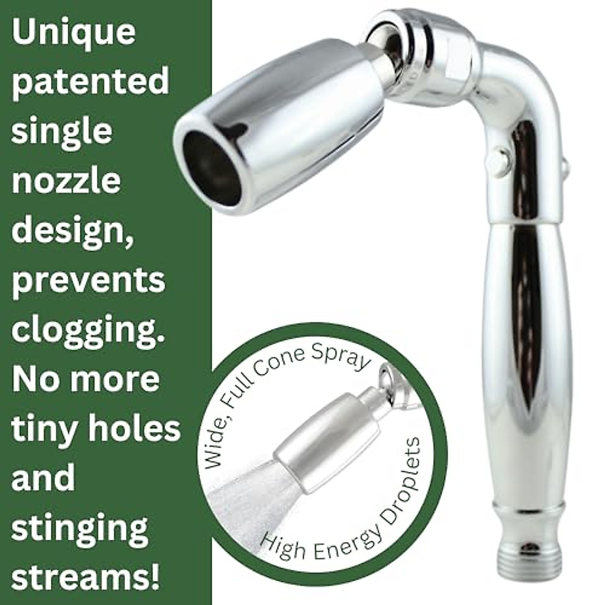 High Sierra Showerheads® - Solid Metal Handheld Shower Head with Pressure and Flow Control Valve - Low-Flow 1.8 GPM - Chrome