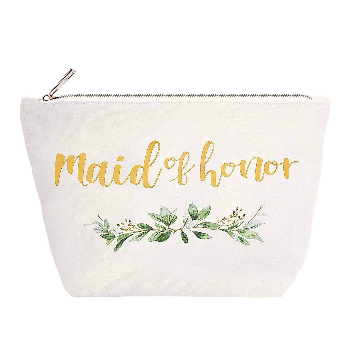 ELEGANTPARK Maid of Honor Bridesmaid Cosmetic Bag Travel Makeup Bag for Women Bridal Shower Gifts Wedding Party Pouch Zipper Canvas