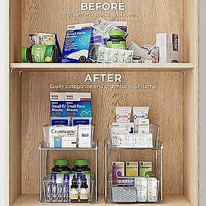 StoreHappily 2 Pack 2 Tier Clear Organizer with Dividers Multi-purpose Under Sink Organizers and Storage Pull Out Cabinet Organizer Plastic Drawer Organization and Storage for Bathroom and Kitchen