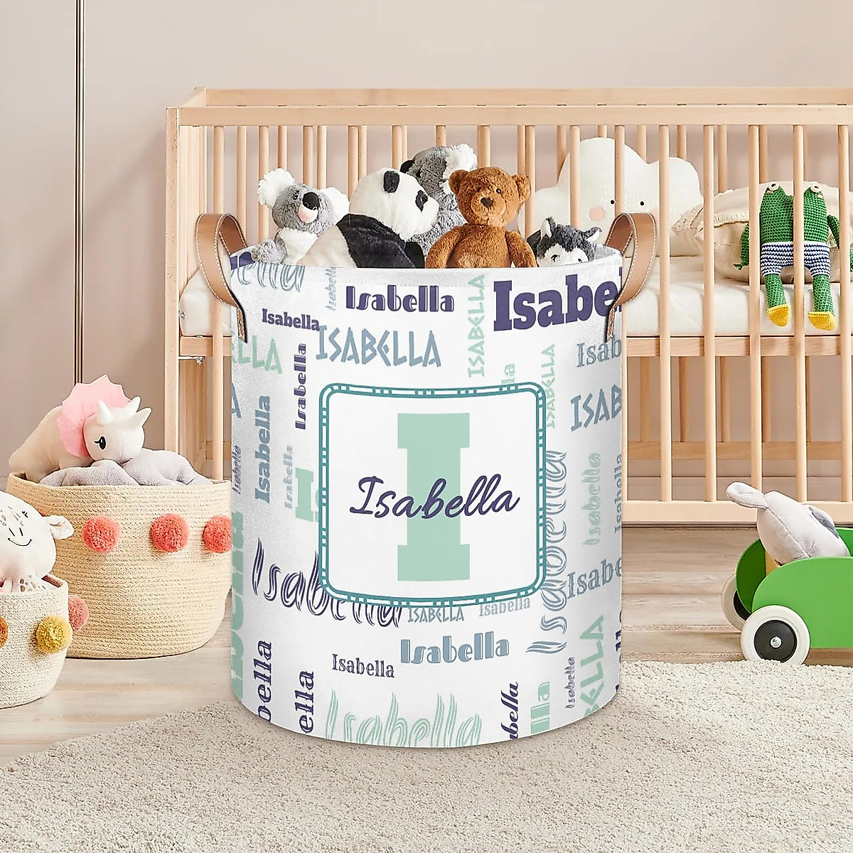 Colorful Name Custom Name Laundry Hamper for Family, Personalzied Name Waterproof Laundry Basket with Handles, Dirty Clothes Hamper with Text for Bedroom