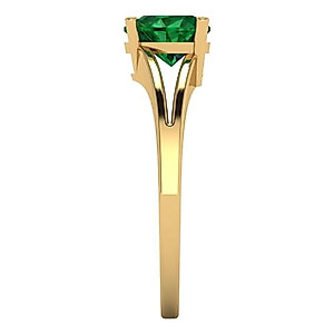 Clara Pucci 1.50 ct Heart Cut Solitaire split shank Simulated Emerald Engagement Bridal Promise Anniversary Ring 18K Yellow Gold 6.5