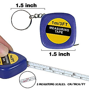 PROLOSO Tape Measure Keychains Retractable Measuring Tapes Party Favors Pack of 20 for Kids & Adults 1m/3Ft