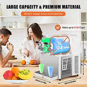 110V 340W Commercial Margarita Machine 2 Tank 6L, Efficient Cooling Commercial Slushy Machine Stainless Stee Frozen Drink Slush Machine for Home Cocktail Ice Coffee
