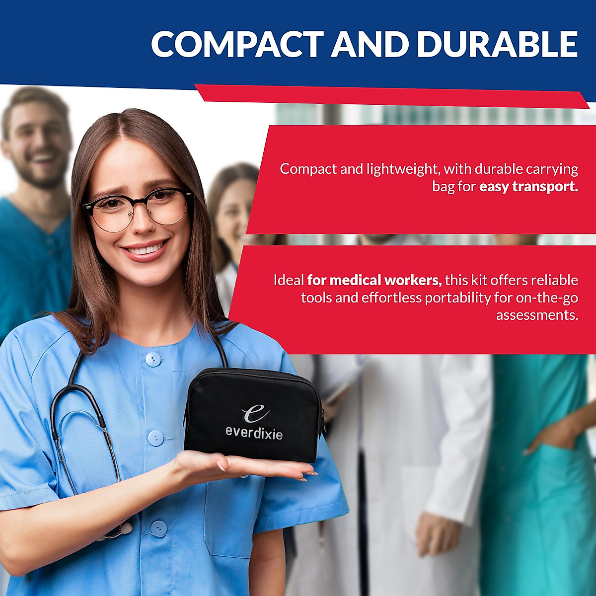 Dixie EMS Aneroid Sphygmomanometer, Manual Blood Pressure Monitor with Cuff, Carrying Case and Calibration Key - Size (13.5” – 20”)