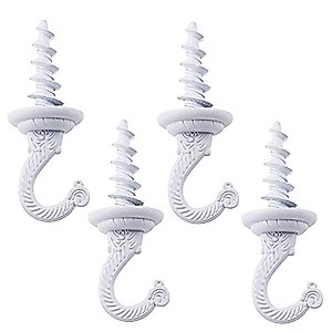 Rierdge 4 Pcs White Swag Ceiling Hooks Heavy Duty, 3 Inch Swag Hanging Ceiling Hooks Indoor Outdoor for Chandelier Plants Etc (White)