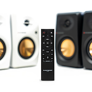 Prosonic BT30 Active Powered Bluetooth Bookshelf Speakers, Studio Monitor, Home Theater, Turntable, with Optical Input, Coaxial Input, 2X RCA Aux Line Input, 80 Watts, (White)