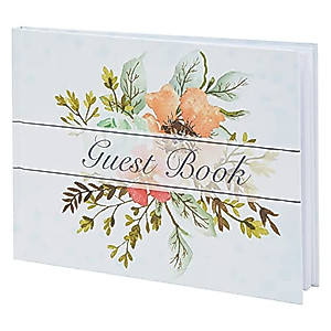 Floral Wedding Guest Book for Reception, Party, Baby Shower, Birthday (8.3 x 6.25 in, 56 Pages)