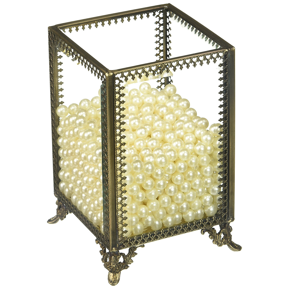PuTwo Makeup Organizer Vintage Make up Brush Holder with Free White Pearls - Small
