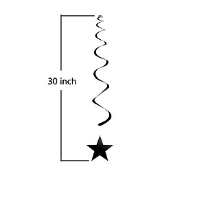 Red Black White Star Hanging Swirl Decorations Stars Streamers Foil Swirls for Ceiling Decorations Party Supplies, Pack of 30