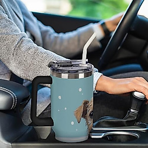 STVNKML 40 Oz Tumbler with Handle Funny Dog in Bathtub Stainless Steel Coffee Mug Reusable Travel Mug Leak-proof Insulated Car Cup Large Capacity Tumbler for Travel, Outdoor, Home Use (Black)