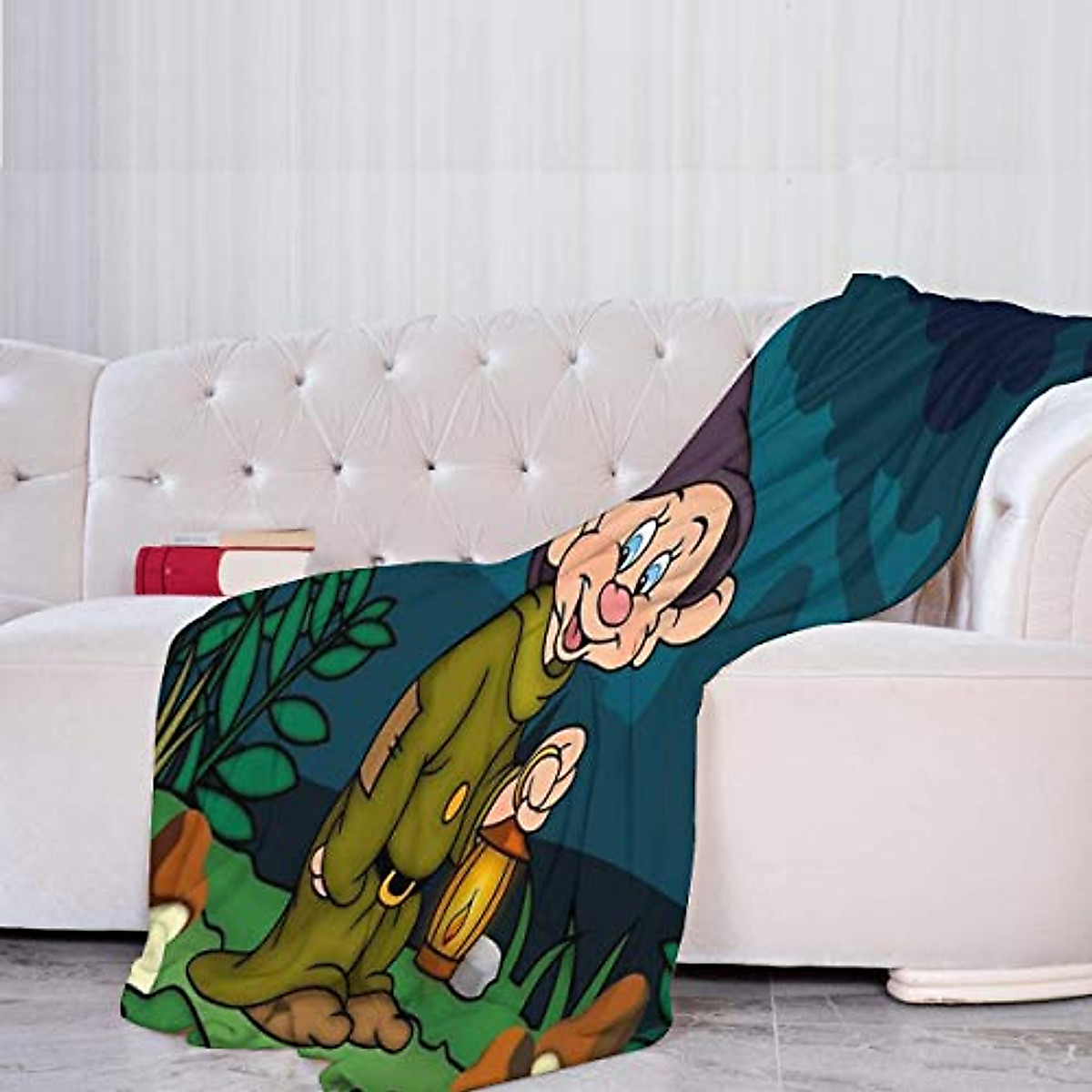 Dopey Lantern- Ultra Soft Throw Blanket Flannel Fleece All Season Light Weight Living Room Bedroom Warm Blanket 80×60inch L M