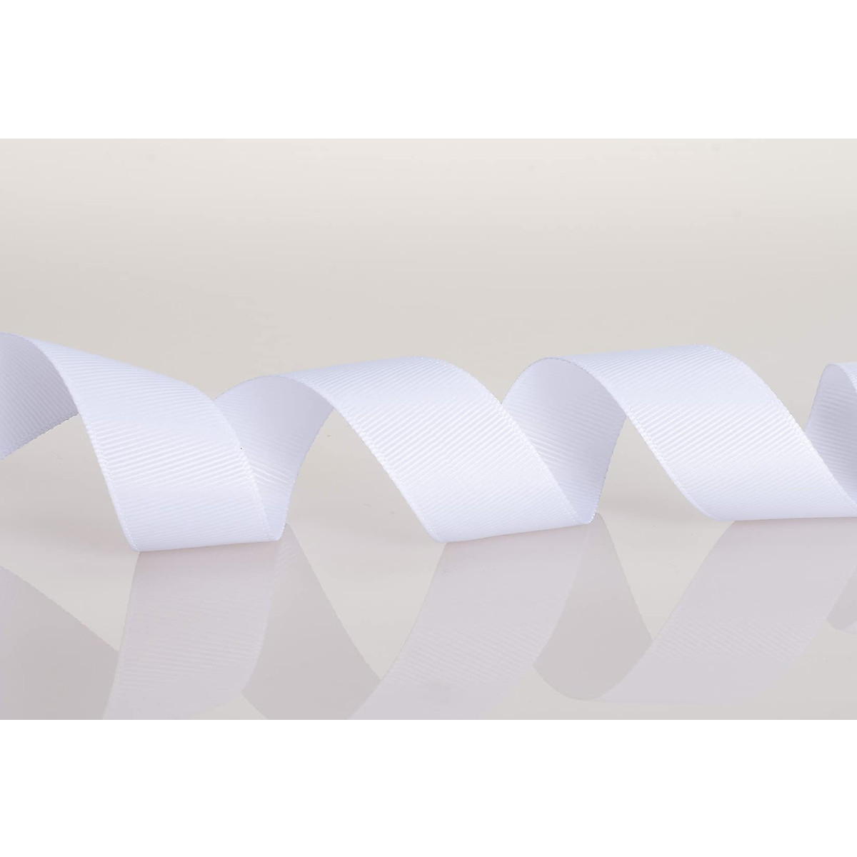 ATRBB 25 Yards 1 Inch Solid Grosgrain Ribbon Roll for Gift Wrapping DIY Hair Accessories (White)