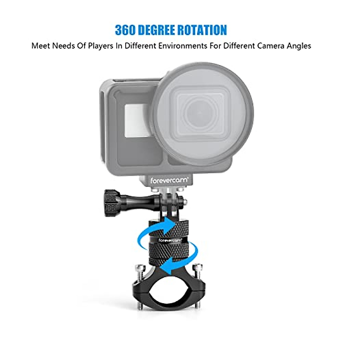 Forevercam Mountain Bike Handlebar Mount for Gopro Action Camera (0.8-1.18") Aluminium Mountain Bicycle Handlebar Mount 360 Degree Rotation Upgraded Version for Gopro Hero 11/10/9/8/7/6