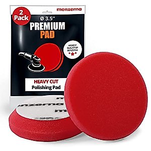 menzerna 3.5 Inch 2X Premium Polishing Pads Heavy Cut for Scratch Repair I Body Repair and Detailing Pads with Safety Edge & Velcro Attachment I Washable & Long Lasting