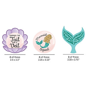 Trading The Tail for A Veil - Paper Straw Decor - Mermaid Bachelorette Party or Bridal Shower Striped Decorative Straws - Set of 24