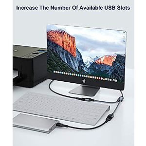 Itramax USB Splitter Y Cable 1FT,USB 1 Male to 2 Female Extension Cord Connector,Dual Double USB Port Extender Hub,Data&Charger Power Split Adapter for Mac,Car,Laptop,PC,Xbox One Series X/S,PS4,PS5