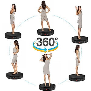 PUOSUO 360 Degree Electric Rotating Turntable, 11.8inch / 220Lbs Load,Motorized Rotating Display Stand, For Photography Products Display，Live Video Show,Remote Control Angle, Speed (Black)