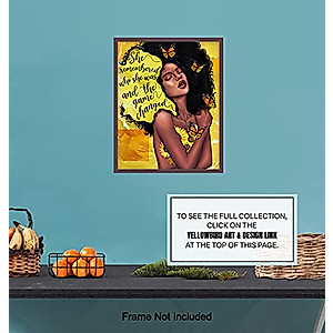 African American Woman Black Art - She Remembered Who She Was And The Game Changed Inspirational Wall Decor - Positive Quotes - Encouragement Gifts for Women - Motivational Posters - Uplifting Gifts