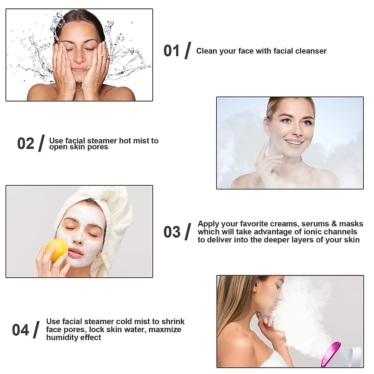 Facial Steamer Nano Ionic Face Steamer Skin Warm Mist Moisturizing Face Steamer Hot Mist Skin Moisturizing Opening Skin Pores Removing Blackhead Home SPA with Free 5 PCS Blackhead Extractor Kit