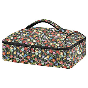 Blooming Flowers Double Insulated Casserole Carrier For Hot or Cold Food, Expandable Hot Food Carrier Bag, Insulated Food Bag for Parties, Beach, Picnic, Camping